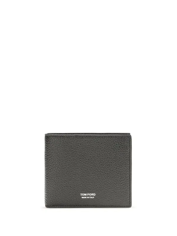 TOM FORD T Line Bifold Wallet In Grained Leather - Black