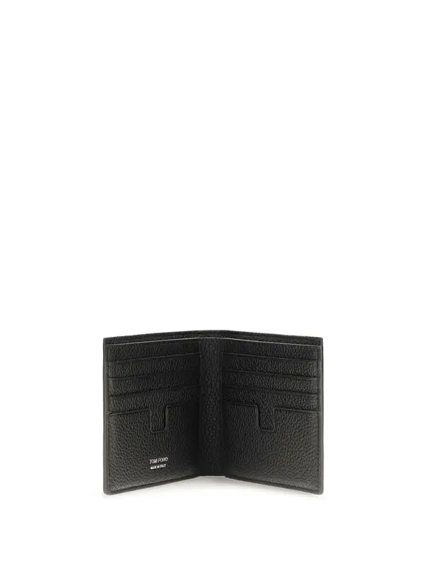 TOM FORD T Line Bifold Wallet In Grained Leather