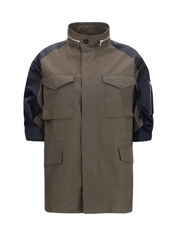 Sacai Three-quarter Sleeve Nylon And Cotton Jacket
