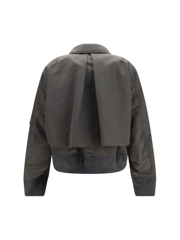 Sacai Double-zip Nylon Bomber Jacket - Green