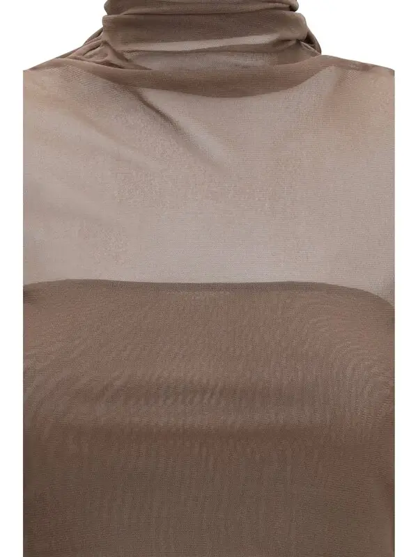 LEMAIRE Ballerina Top With Integrated Scarf - Brown