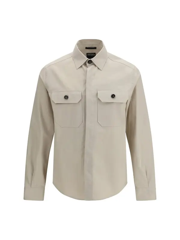 Zegna Linen Wool And Silk Shirt Jacket - Cream