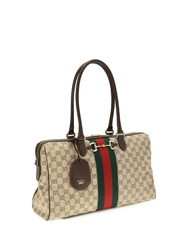 Gucci Large Horsebit Web Top Handle Bag