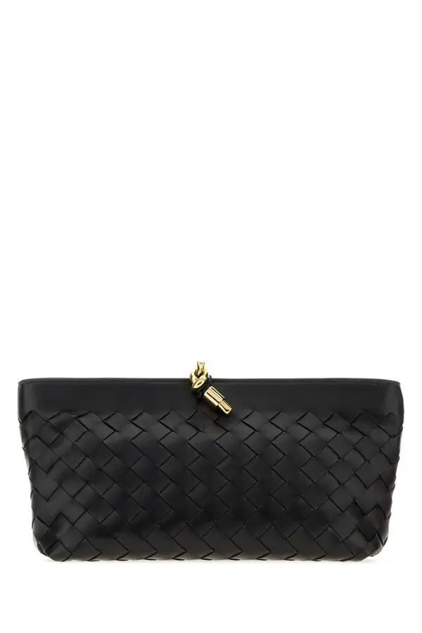 Bottega Veneta Nappa Leather Andiamo Clutch - Black
