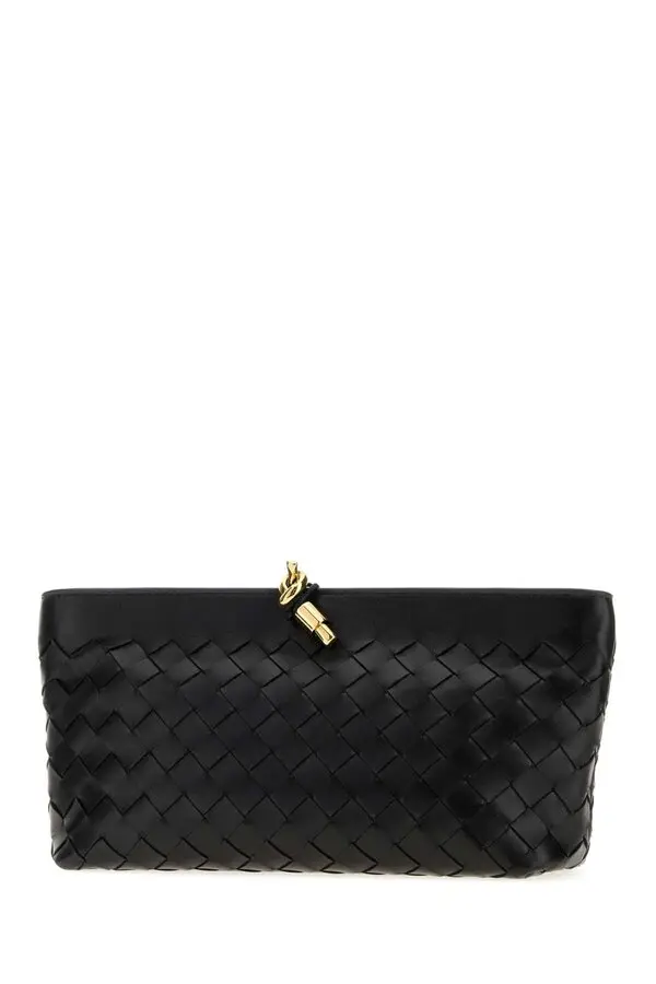 Bottega Veneta Nappa Leather Andiamo Clutch - Black