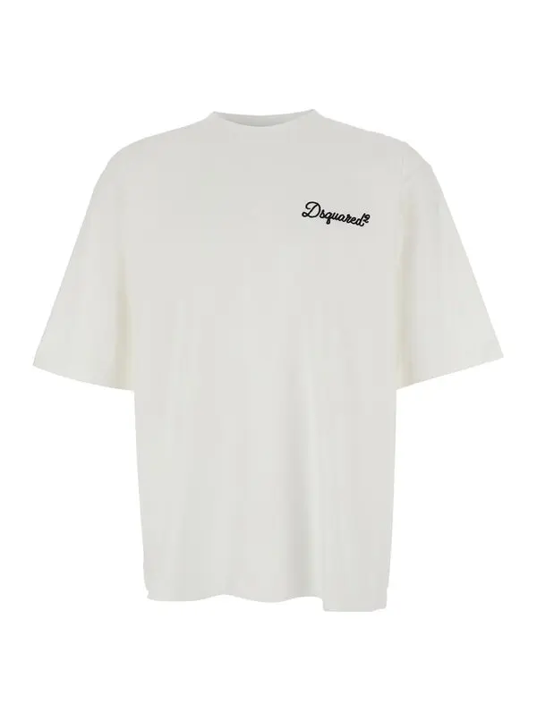Dsquared2 T-shirt With Embroidered Logo On The Front In Cotton For