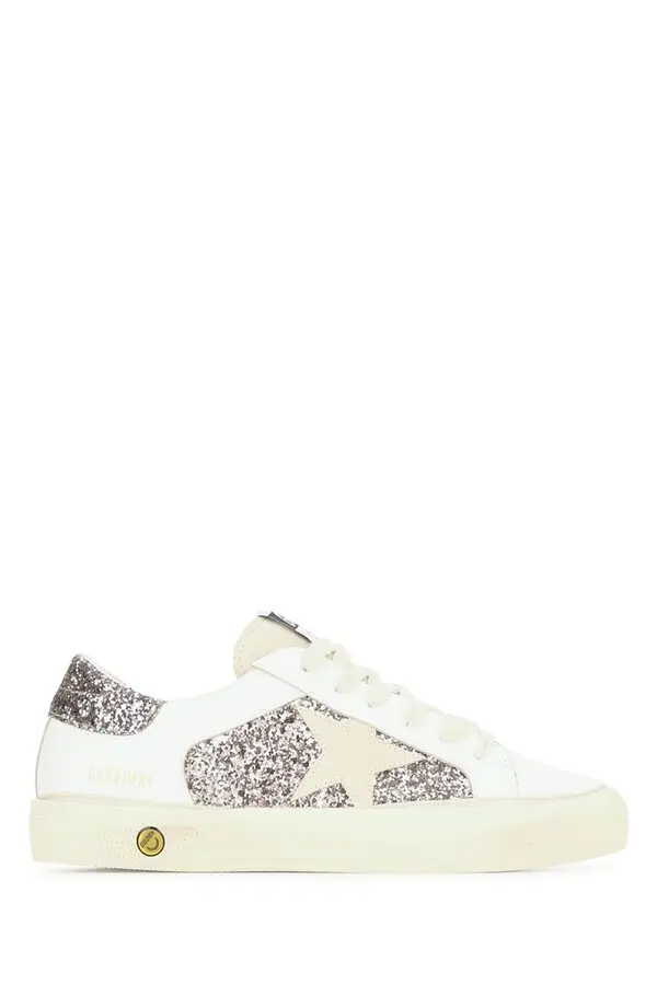 GOLDEN GOOSE May Leather And Glitter Sneakers - Multicolor