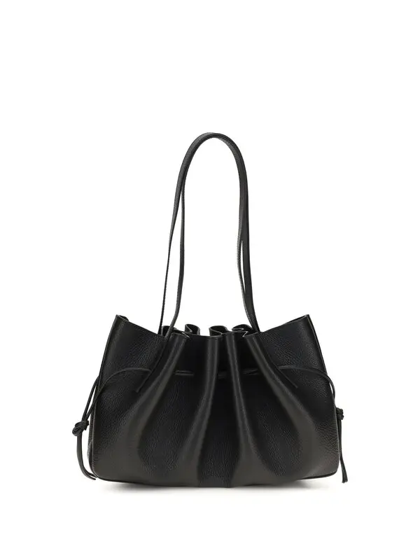 Yuzefi Drawstring Shoulder Bag With Top Handle - Black