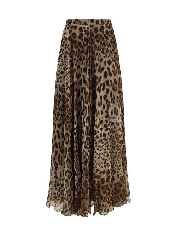 Dolce & Gabbana Leopard-print Chiffon Maxi Skirt - Cream