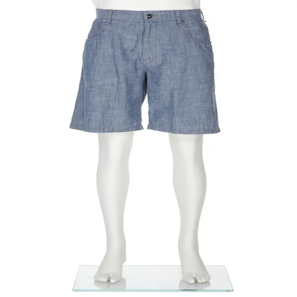 Fendi Cotton Chambray Bermuda Shorts With Leather Logo Patch - Light Blue