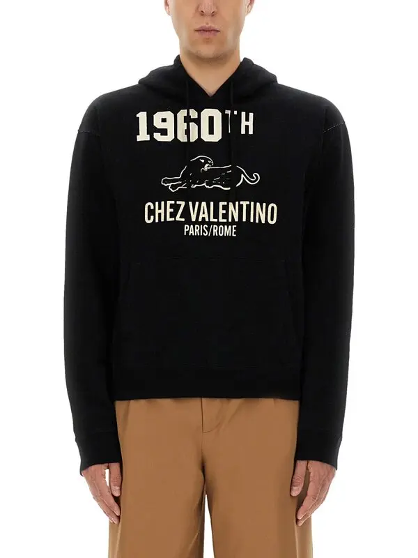 Valentino Garavani S Cotton-viscose Hoodie - Black
