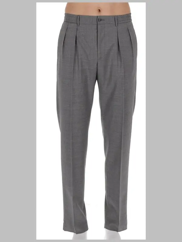 Tagliatore Tailored Wool Dress Pants In Stretch Wool - Grey