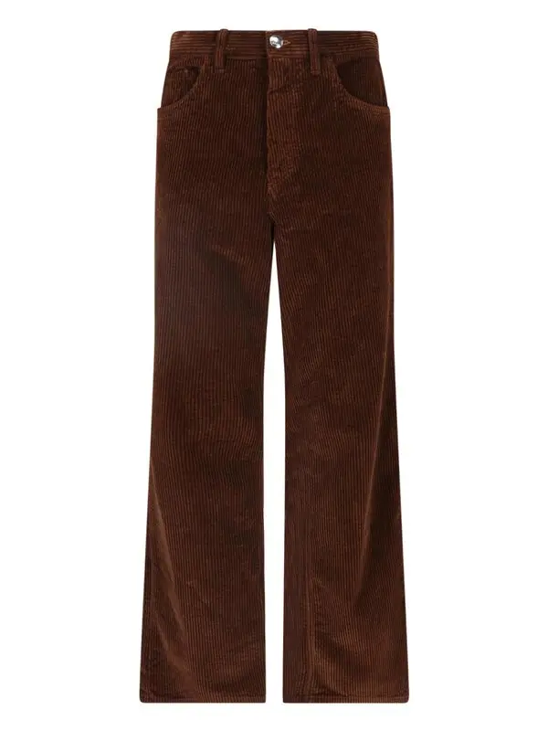 Marni Cotton Trousers With Calf Leather Application - Brown