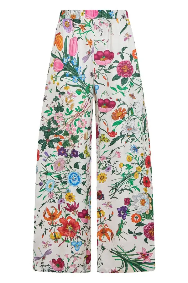 Gucci Floral Silk Wide-leg Palazzo Pants - Multicolor