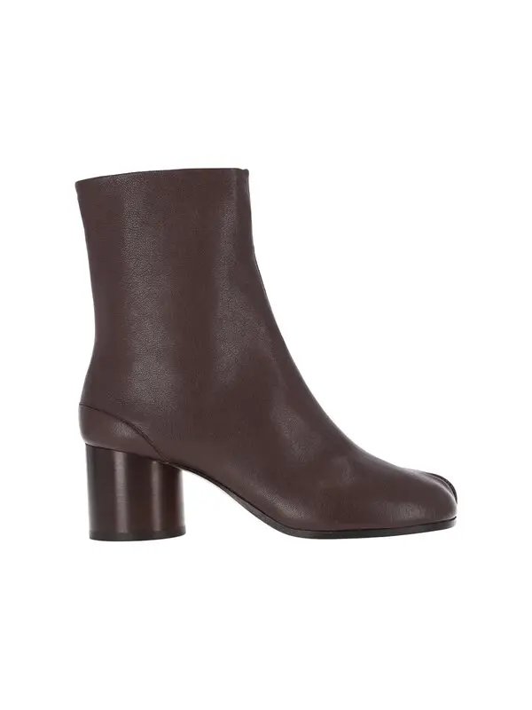 MAISON MARGIELA Leather Block Heel Ankle Boots - Brown