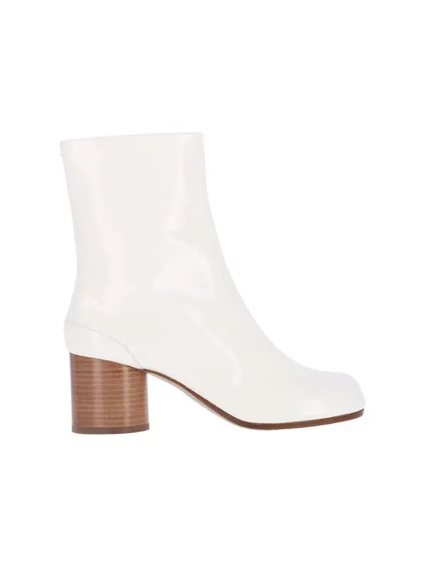 MAISON MARGIELA Leather Ankle Boots With Rubber Contrast Detail - White