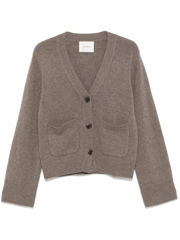 LISA YANG Cashmere V-neck Cardigan With Button Front And Patch Pockets - Marrone