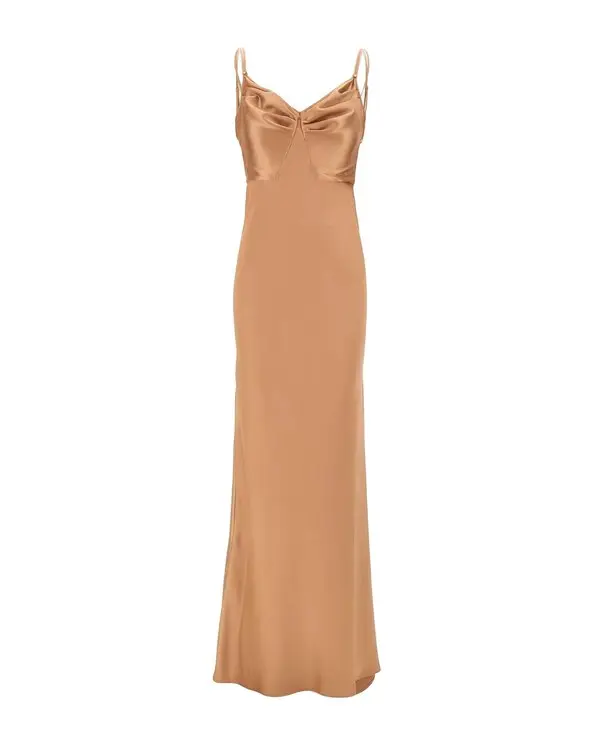 Elisabetta Franchi Ruched Detail Slip Dress - Suede