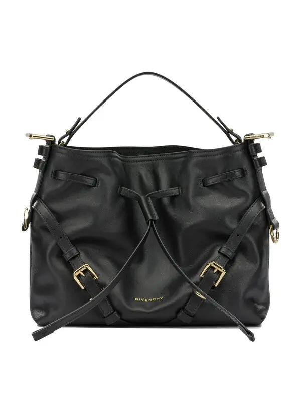 Givenchy Voyou Bucket Mini Bag In Glossy Calfskin With Adjustable Straps - Black
