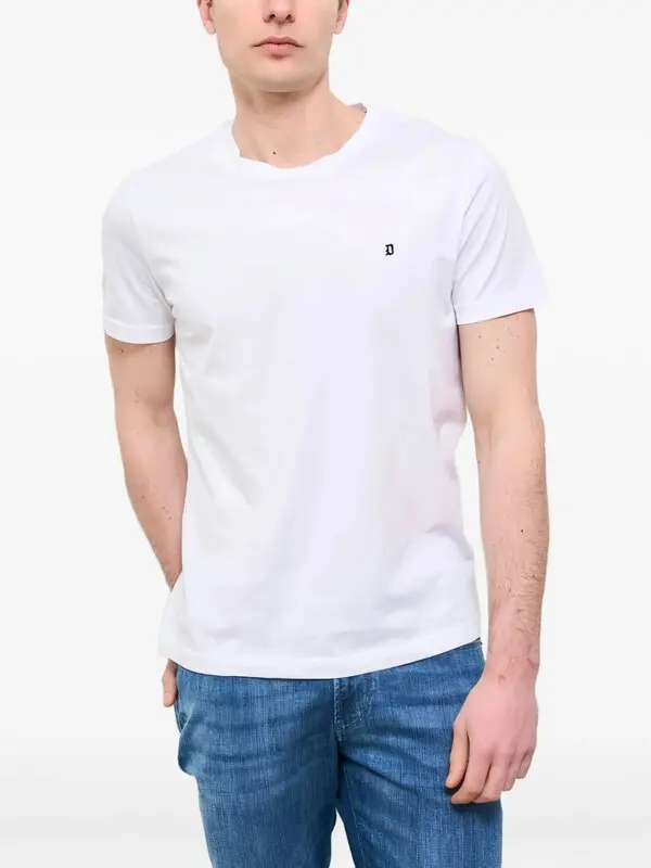 DONDUP Lightweight Cotton T-shirt With Ribbed Trim And Logo Detail - White