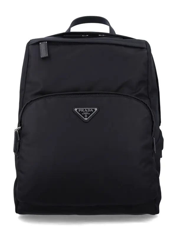 Prada Recycled Polyamide And Calf Leather Bag For - Nero