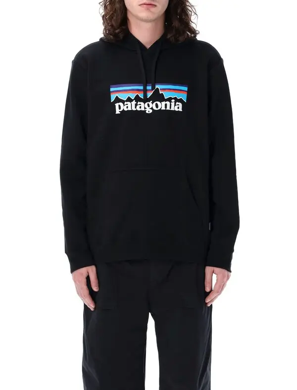 Patagonia P-6 Logo Recycled Cotton-polyester Hoodie For - Nero
