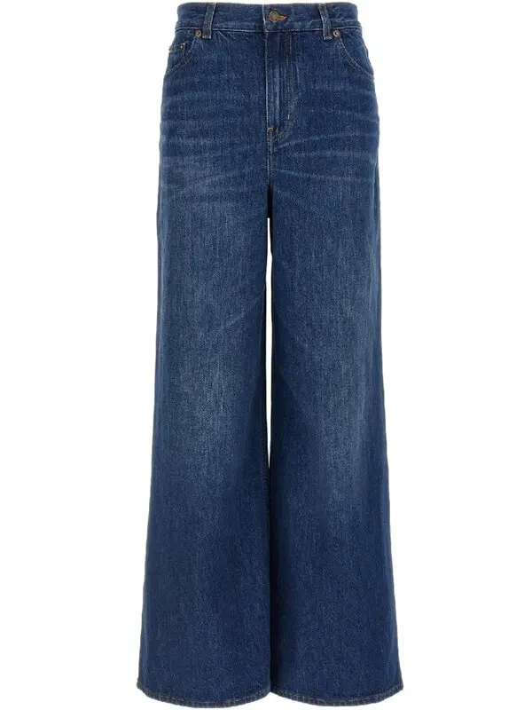 Chloé Wide-leg High-waisted Cotton Jeans