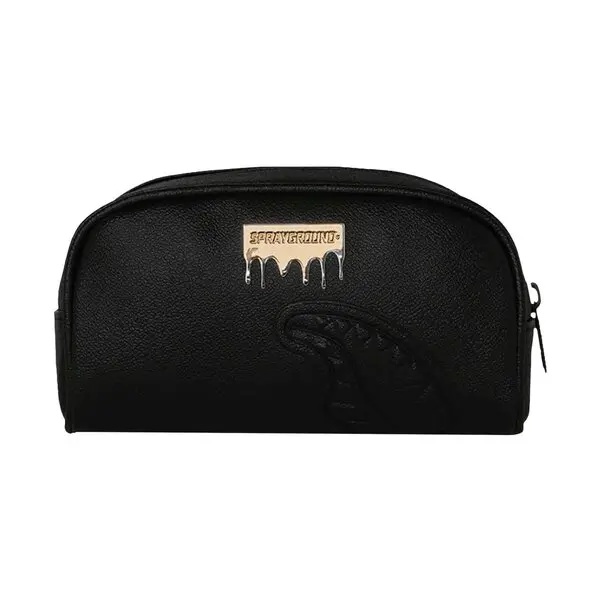 SPRAYGROUND Gold Brick Luxe Shark Pencil Pouch - Black