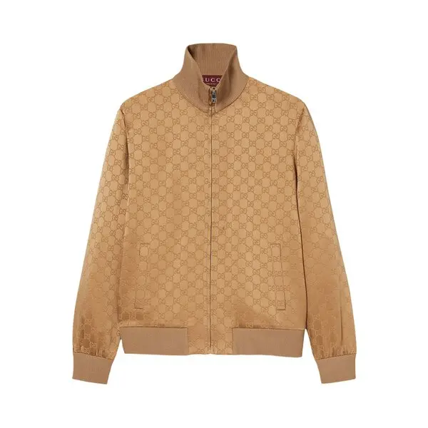 Gucci Jacquard Zip Jacket 'vintage Camel