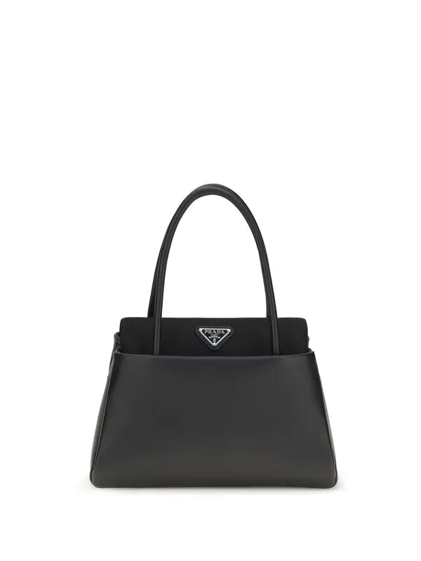 Prada Calfskin Leather Top Handle Bag With Triangle Logo