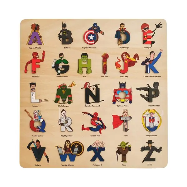 Kith Ingram Superhero Legends Wooden Alphabet Puzzle 'multi - Multicolor