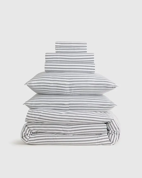 Quince Bamboo Stripe Deluxe Bedding Bundle - Double Stripe Nightfall