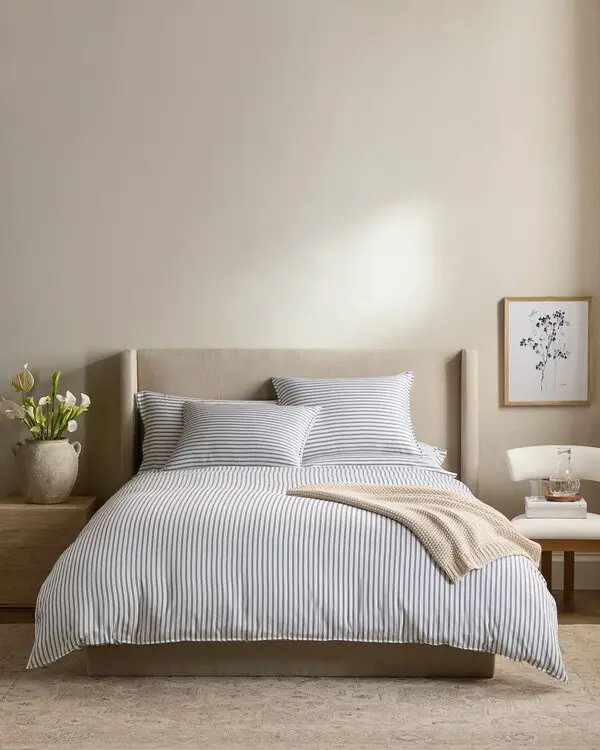 Quince Bamboo Stripe Sham Set - Double Stripe Nightfall