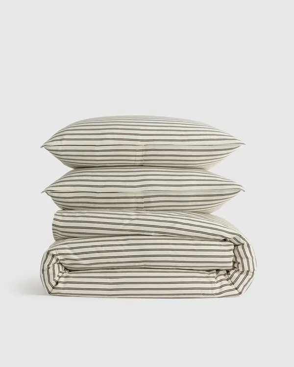 Quince Bamboo Stripe Duvet Cover Set - Double Stripe Espresso
