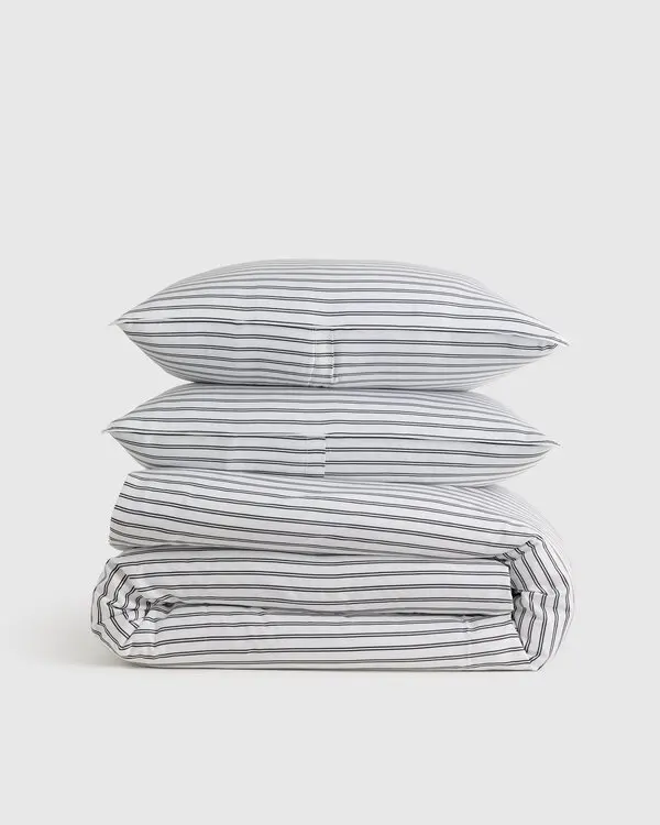 Quince Bamboo Stripe Duvet Cover Set - Double Stripe Nightfall