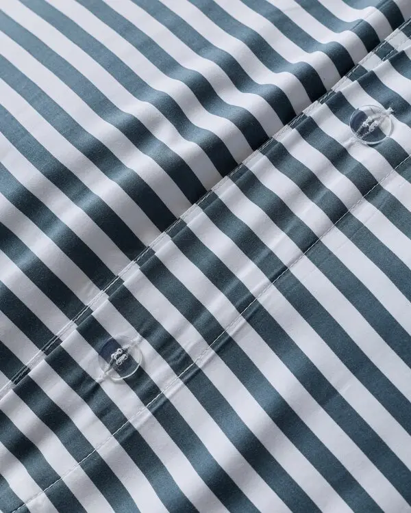 Quince Bamboo Stripe Duvet Cover Set - Tailored Stripe Nightfall