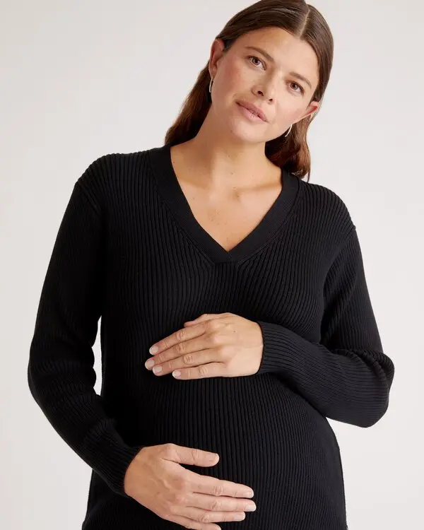 Quince Fisherman Side Zip Maternity & Nursing Sweater