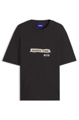 Hugo Cotton-jersey T-shirt With Graphic Print - Black