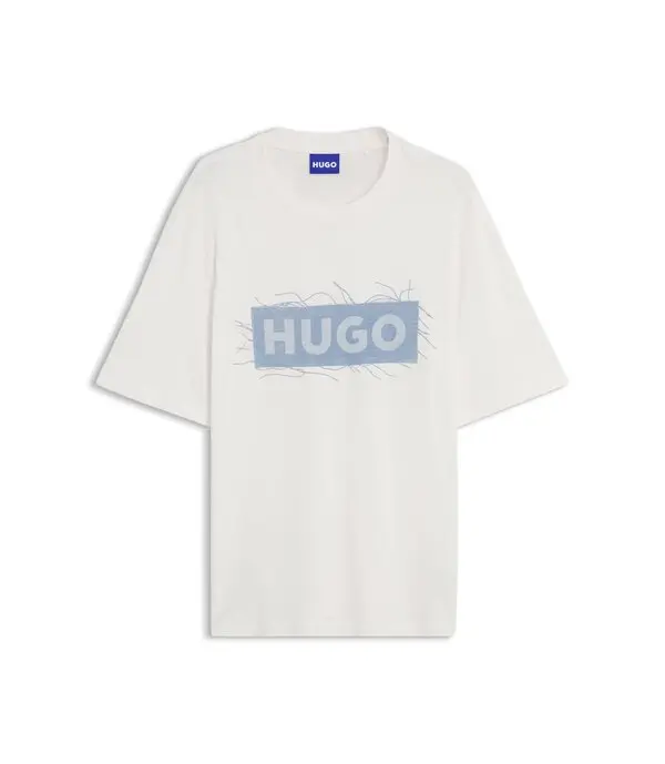 Hugo Cotton-jersey T-shirt With Graphic Print - White