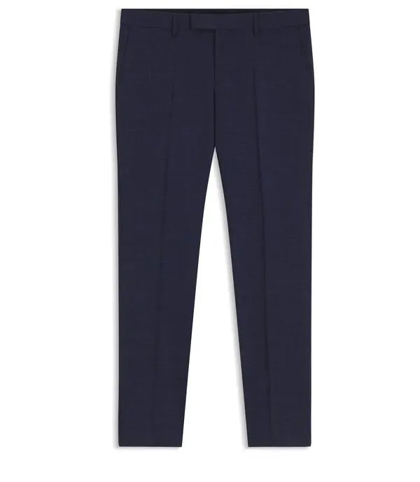 BOSS Slim-fit Pants In Melange Stretch Wool And Linen Blend - Dark Blue
