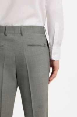 BOSS Slim-fit Pants In Melange Stretch Wool And Linen Blend
