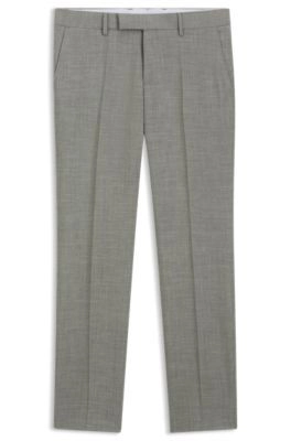 BOSS Slim-fit Pants In Melange Stretch Wool And Linen Blend