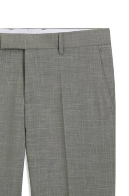 BOSS Slim-fit Pants In Melange Stretch Wool And Linen Blend