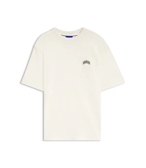 Hugo Regular-fit Cotton T-shirt With Varsity Logo - White