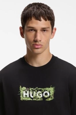 Hugo Cotton T-shirt With Embroidered Logo Artwork