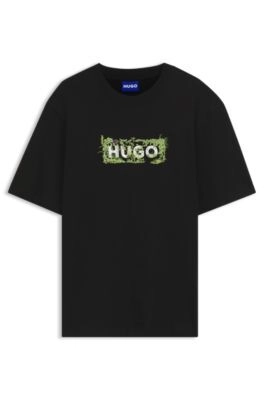 Hugo Cotton T-shirt With Embroidered Logo Artwork