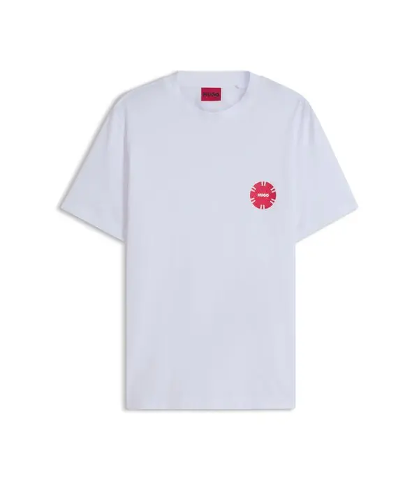 Hugo Cotton-jersey T-shirt With Poker-chip Print - White