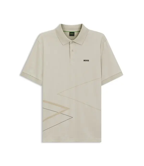 BOSS Pima Cotton Polo Shirt With Placed Print - Light Beige