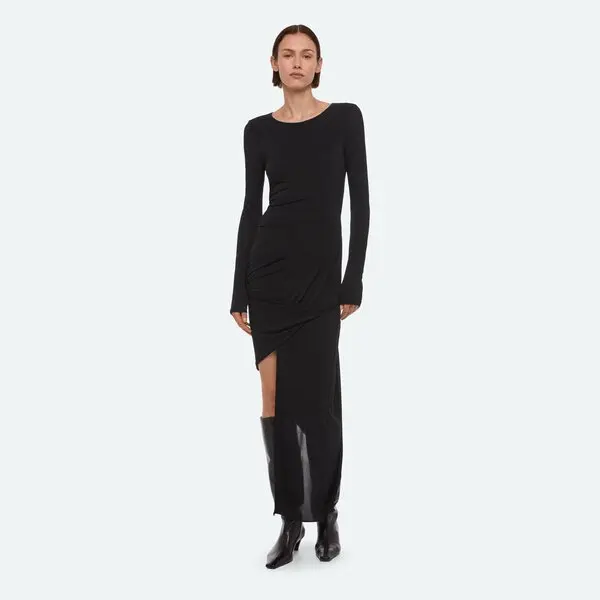 Helmut Lang Longsleeve Twisted Drape Dress - Black