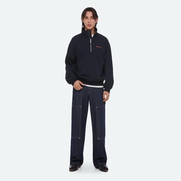 Helmut Lang Small Logo Quarter-zip - Navy